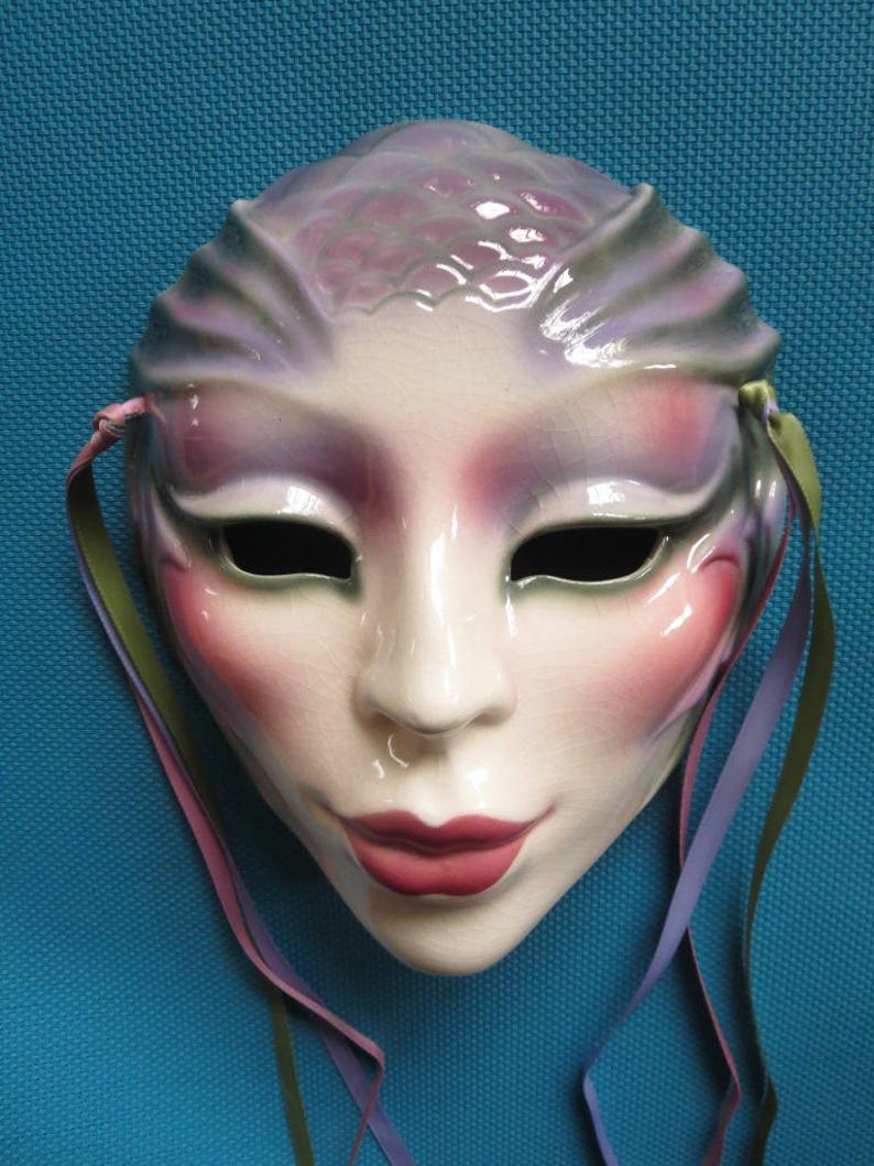 Clay Art Ceramic Face Mask, Art Deco Wall Decor, Mermaid - Etsy