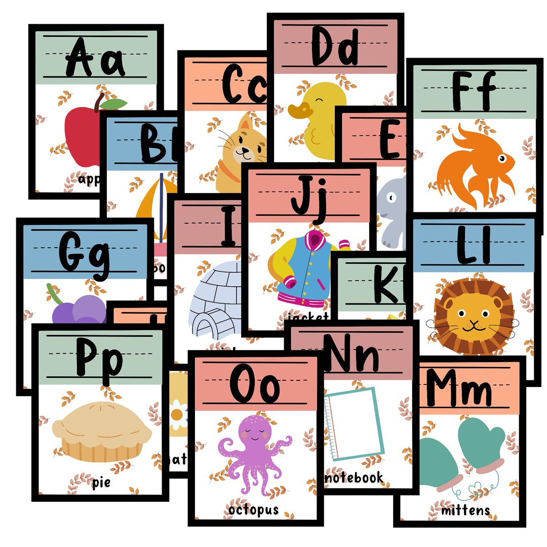 Classroom Alphabet Posters 8x11.5 Boho Theme Teacher Decor - Etsy