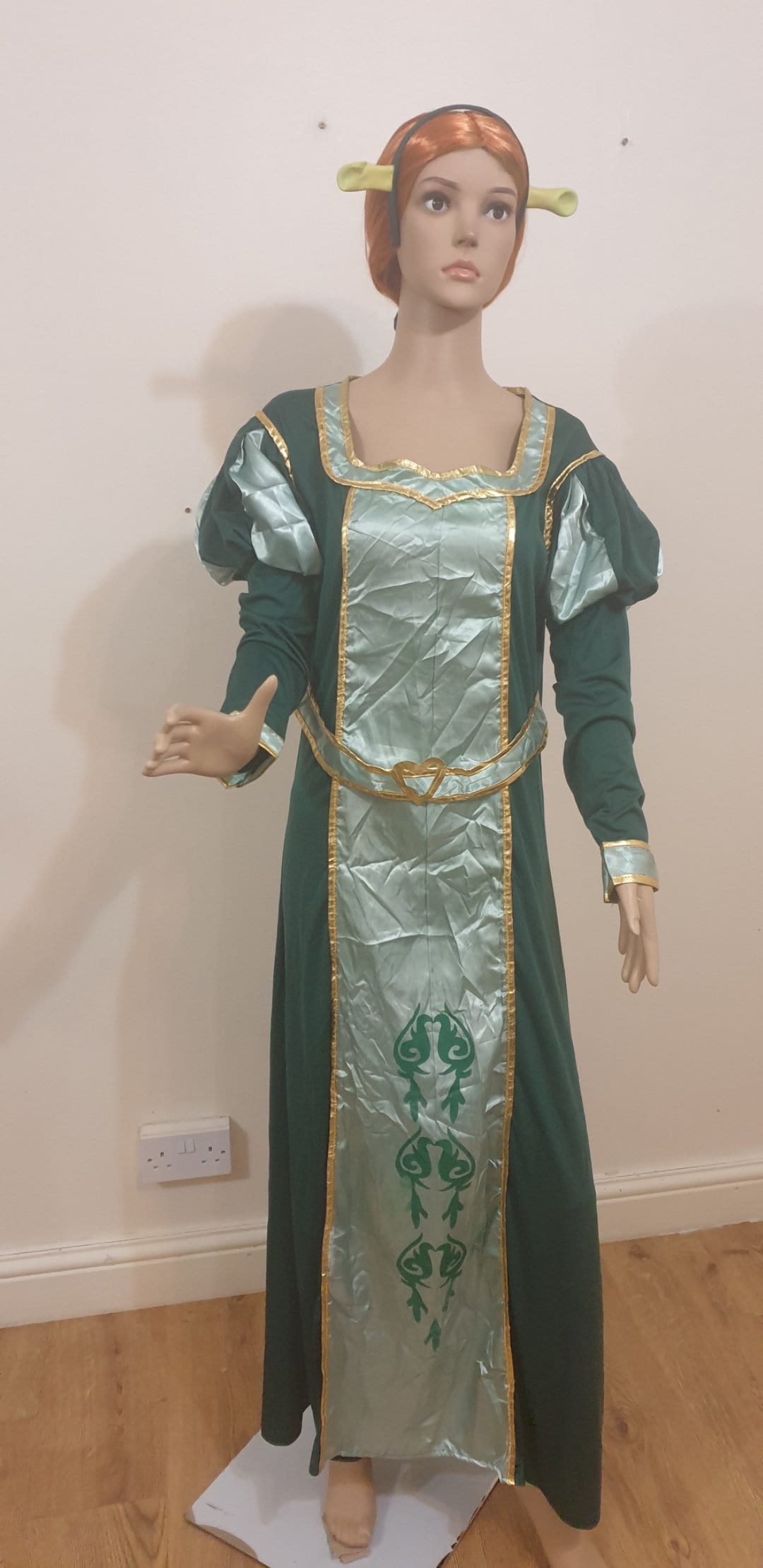 Shrek Fiona Costume Wig Princess Ogre Ladies Fancy Dress Outfit 2 Sizes ...