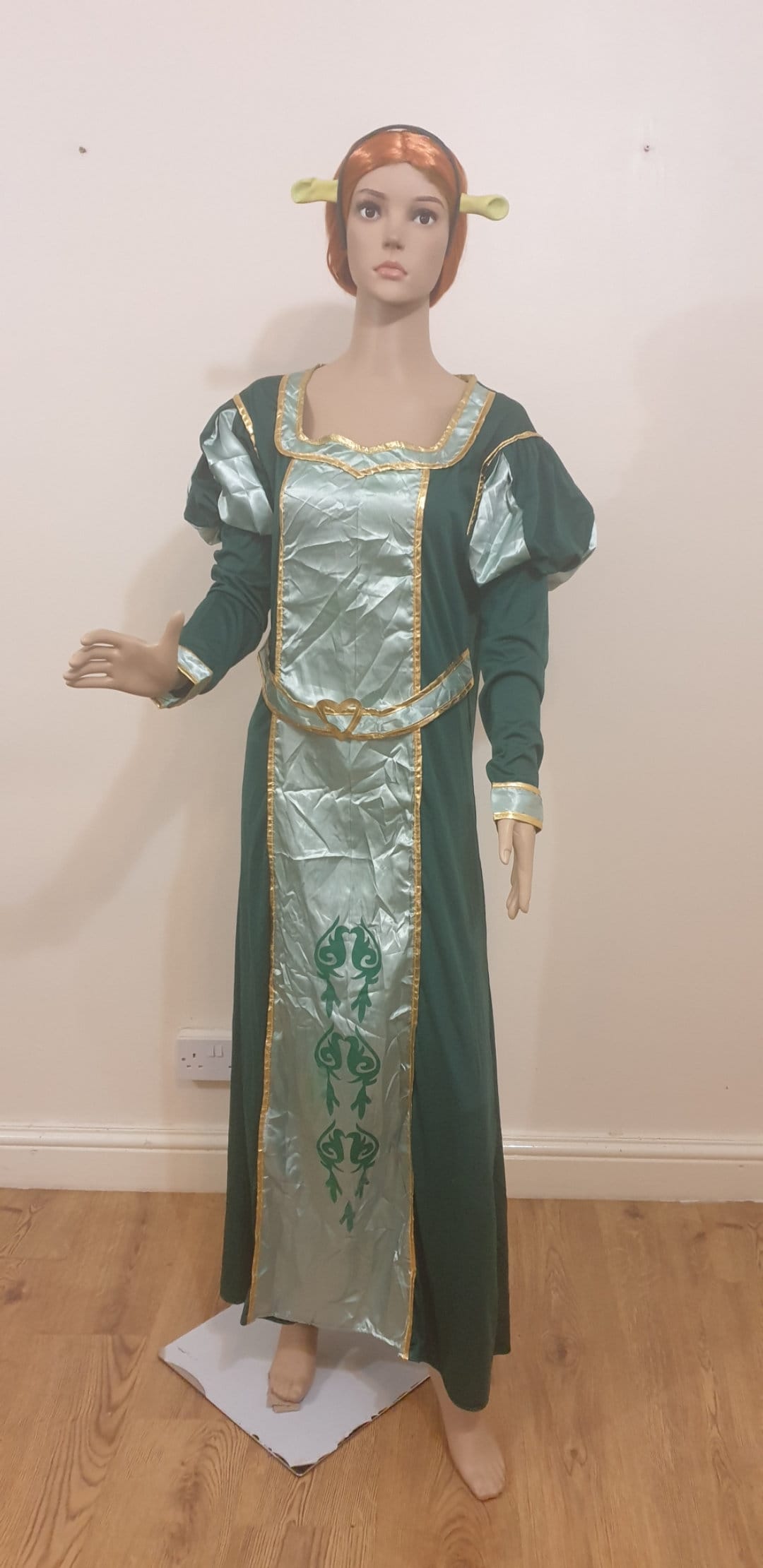 Shrek Fiona Costume Wig Princess Ogre Ladies Fancy Dress Outfit 2 Sizes ...