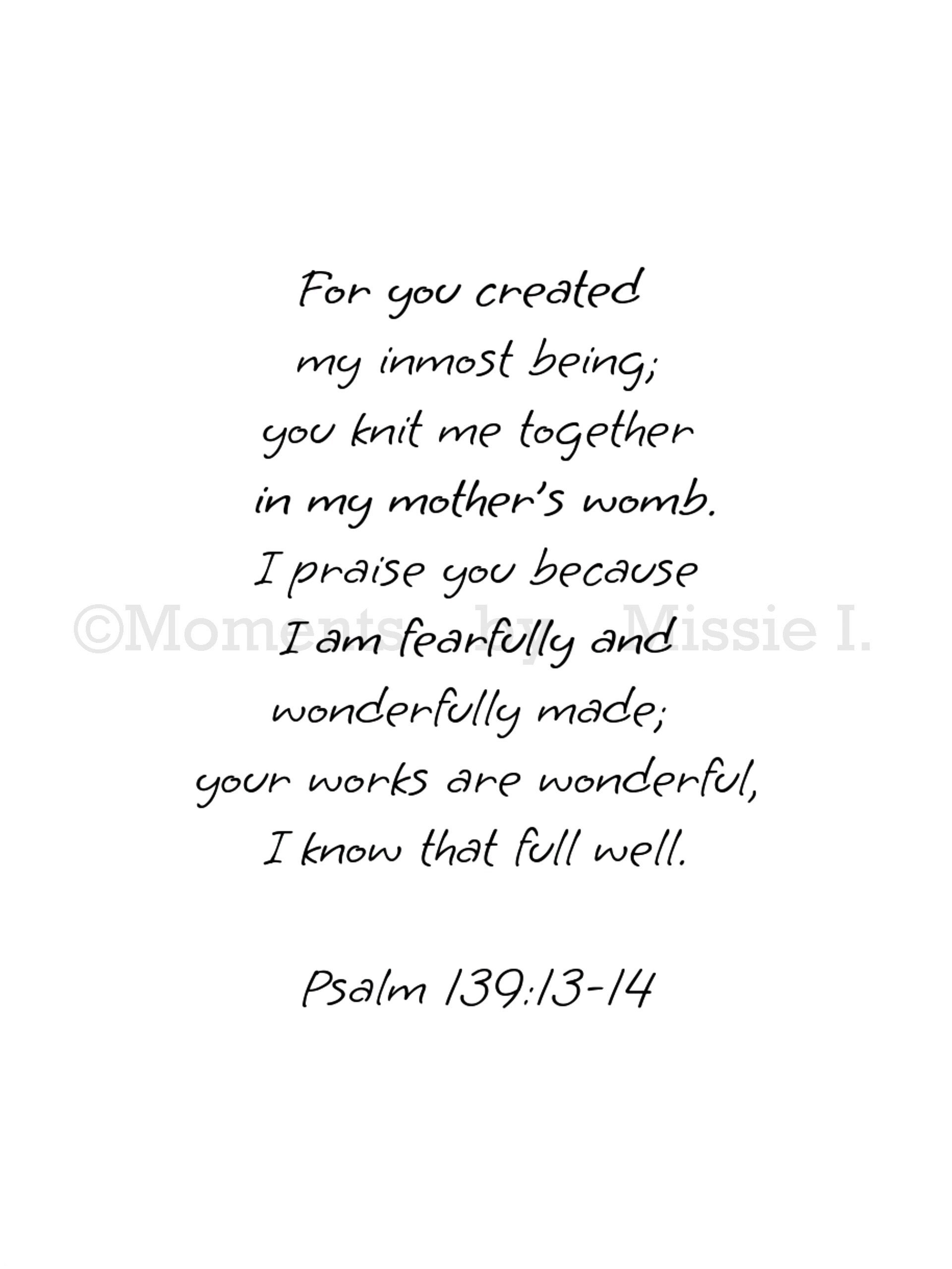 Psalm 139:13-14 Digital Download. Christian Wall Décor. - Etsy