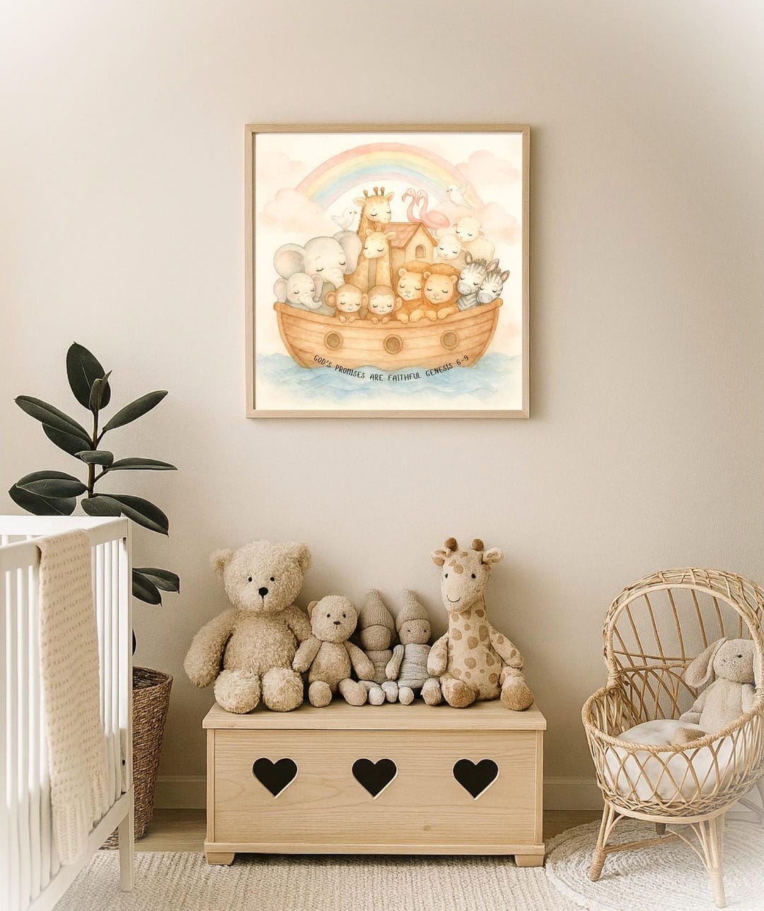 Noah's Ark Wall Art, God’s Promises, Rainbow, Nursery Print, Bible ...