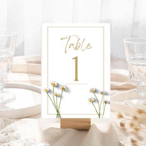 PRINTABLE Daisy Table Numbers, Modern Wedding Table Number Cards ...