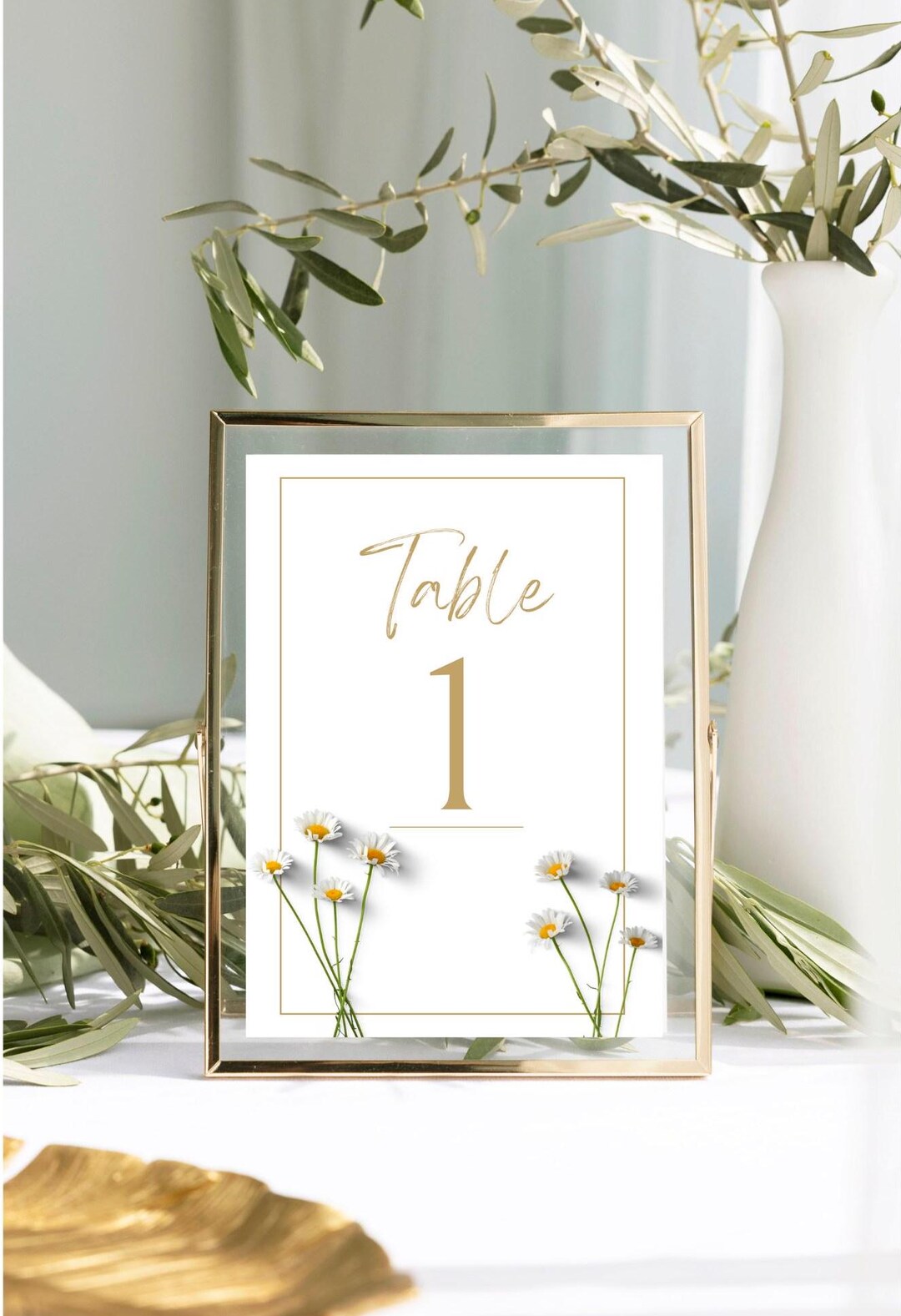 PRINTABLE Daisy Table Numbers, Modern Wedding Table Number Cards ...