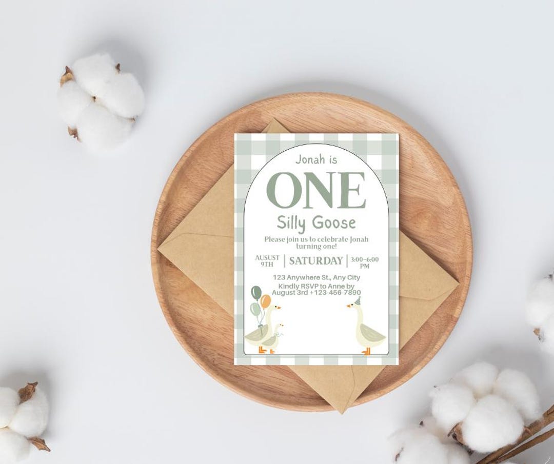 One Silly Goose Invitation Template | Canva Editable Invite | Neutral ...