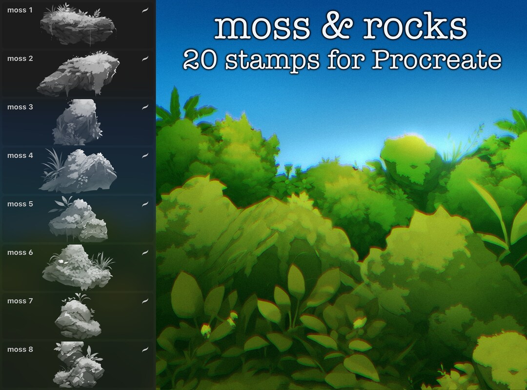 Procreate Brush Pack Procreate Stamps Illustration Foliage & Moss - Etsy