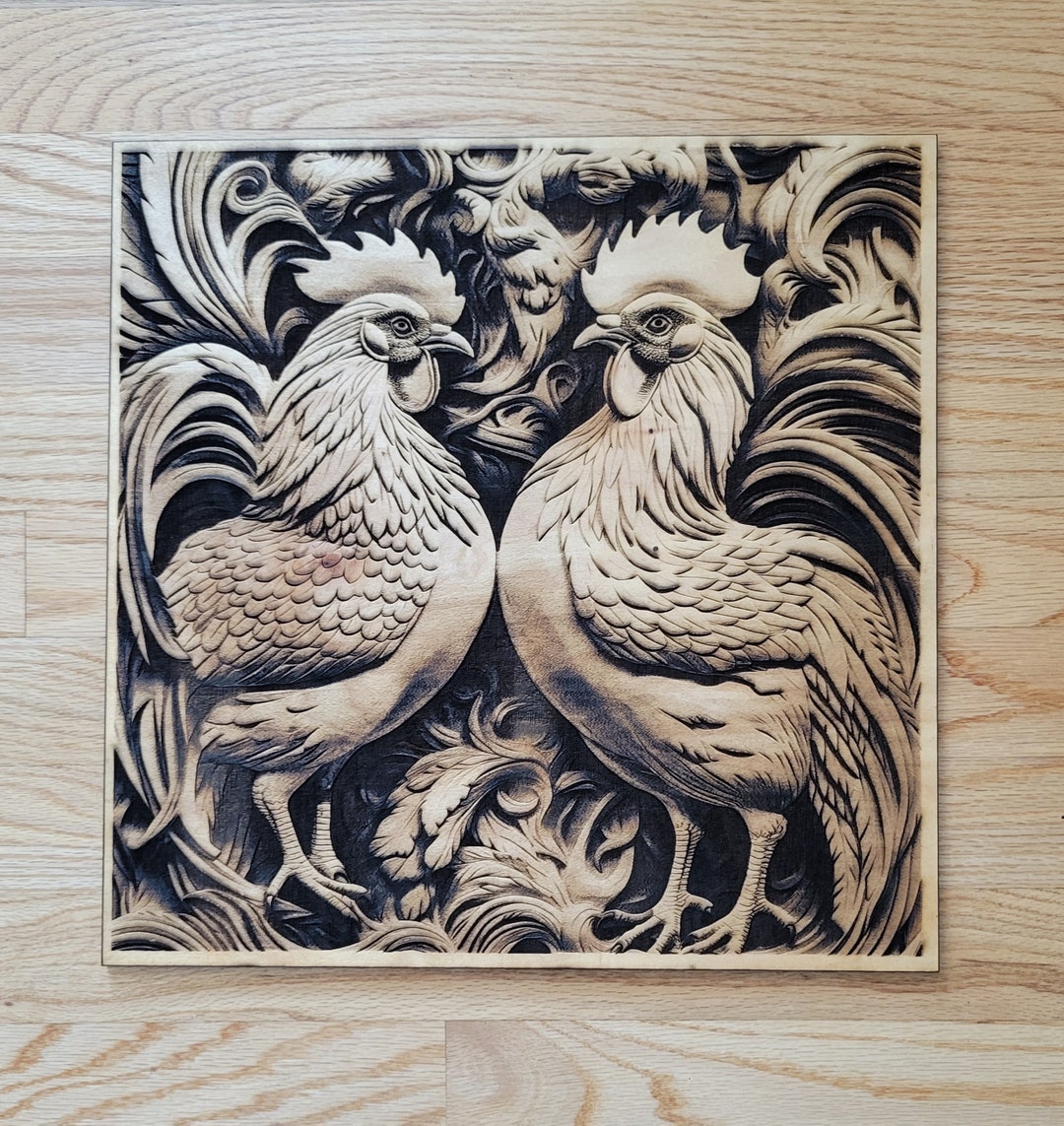 Laser Cut Set of Roosters Wall Hanging - Etsy