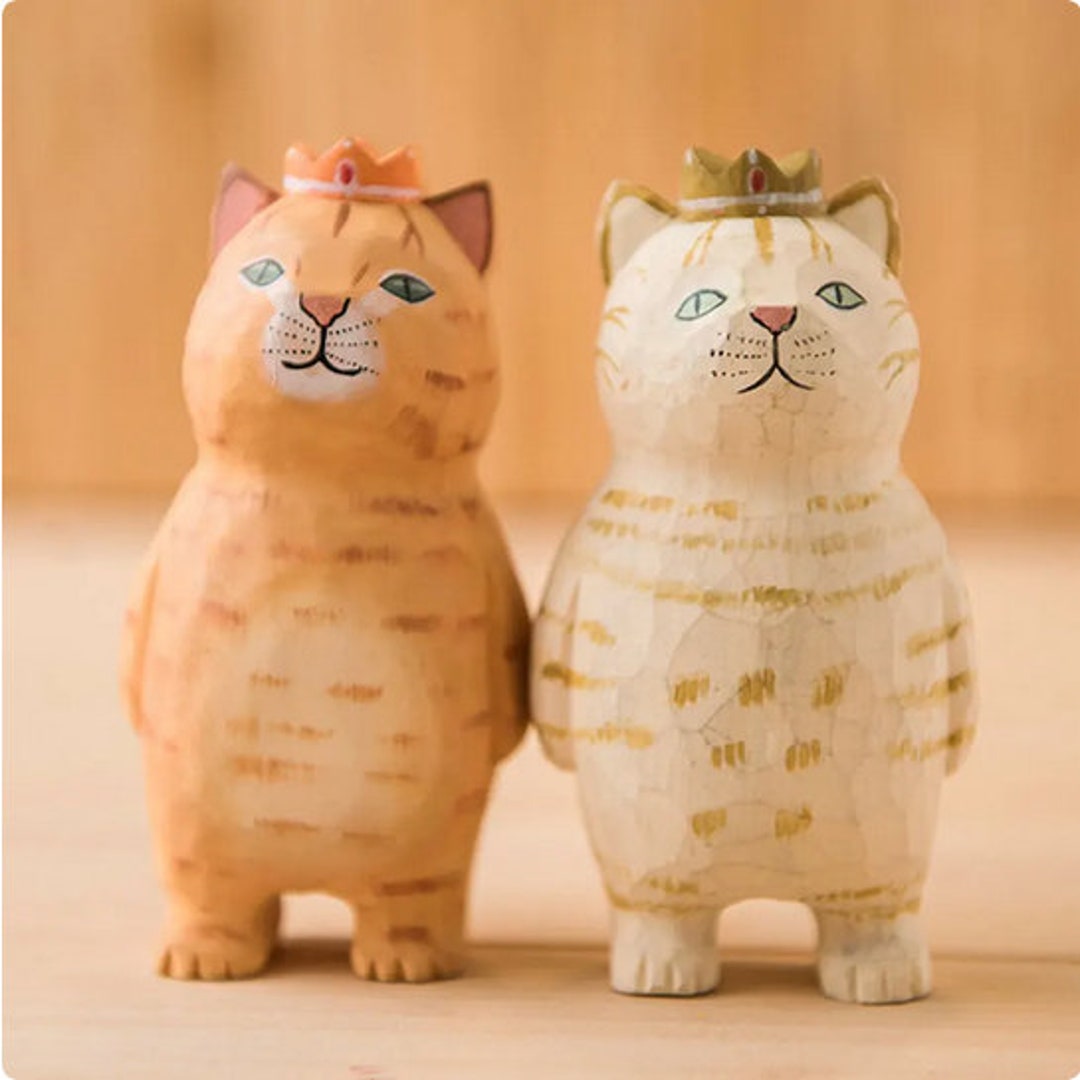 Carved Wood Cat Hand Carved Wooden Cat Carved Wood Sculpture Handmade ...