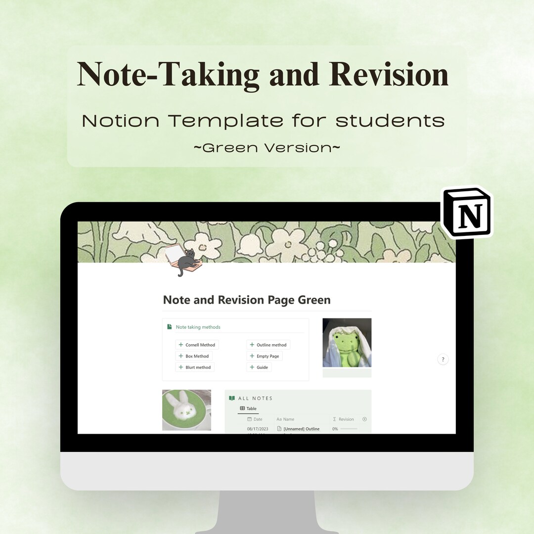 Notion Template College Student, Note-taking and Revision Checklist ...