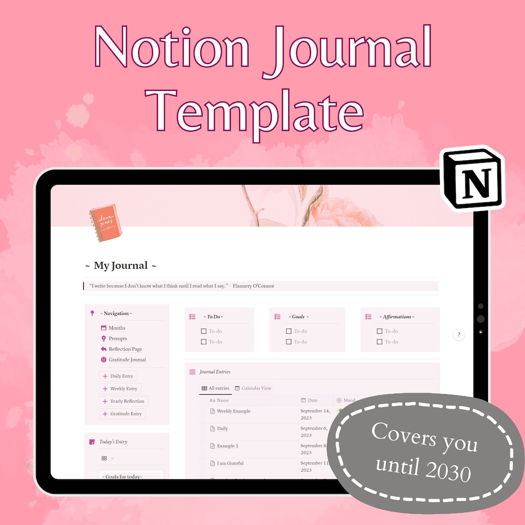 Notion Journal Personal Notion Template, Gratitude Journal 2023 Journal ...