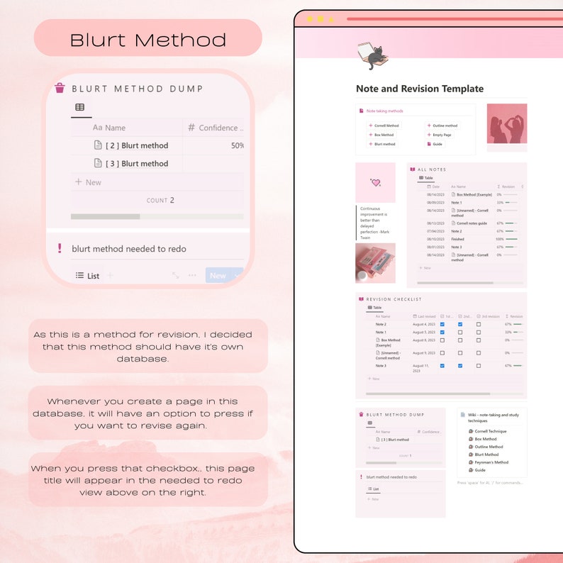 Notion Template College Student, Note-taking and Revision Checklist ...