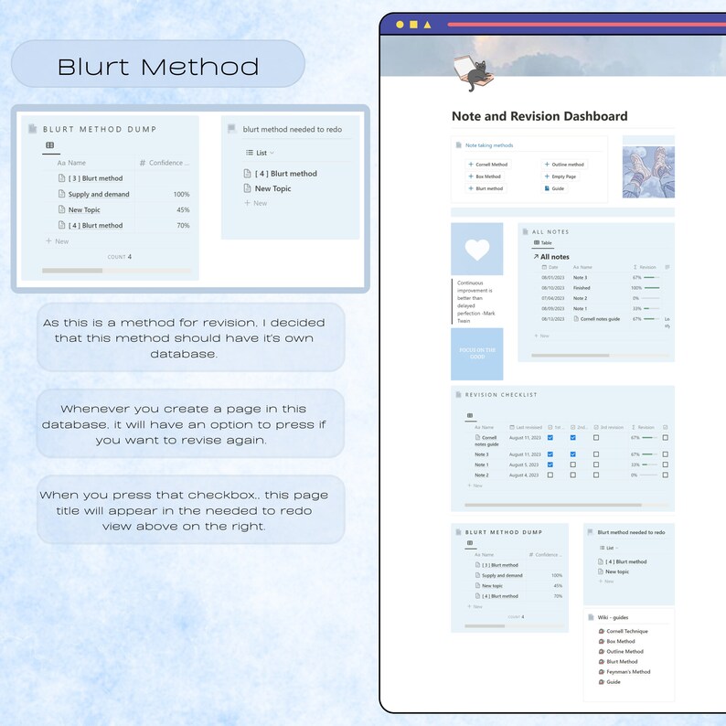 Notion Template College Student, Note-taking and Revision Checklist ...