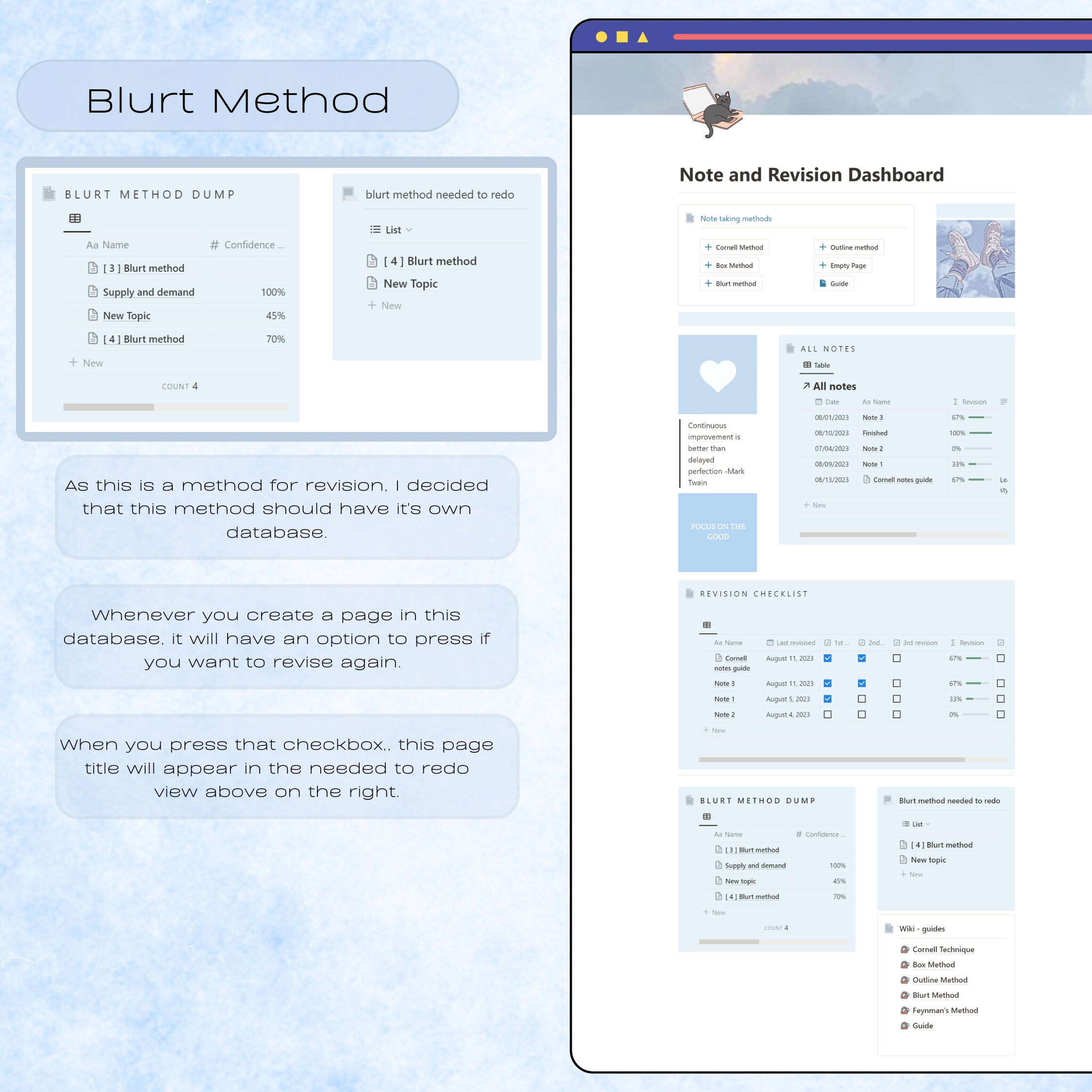 Notion Template College Student, Note-taking and Revision Checklist ...
