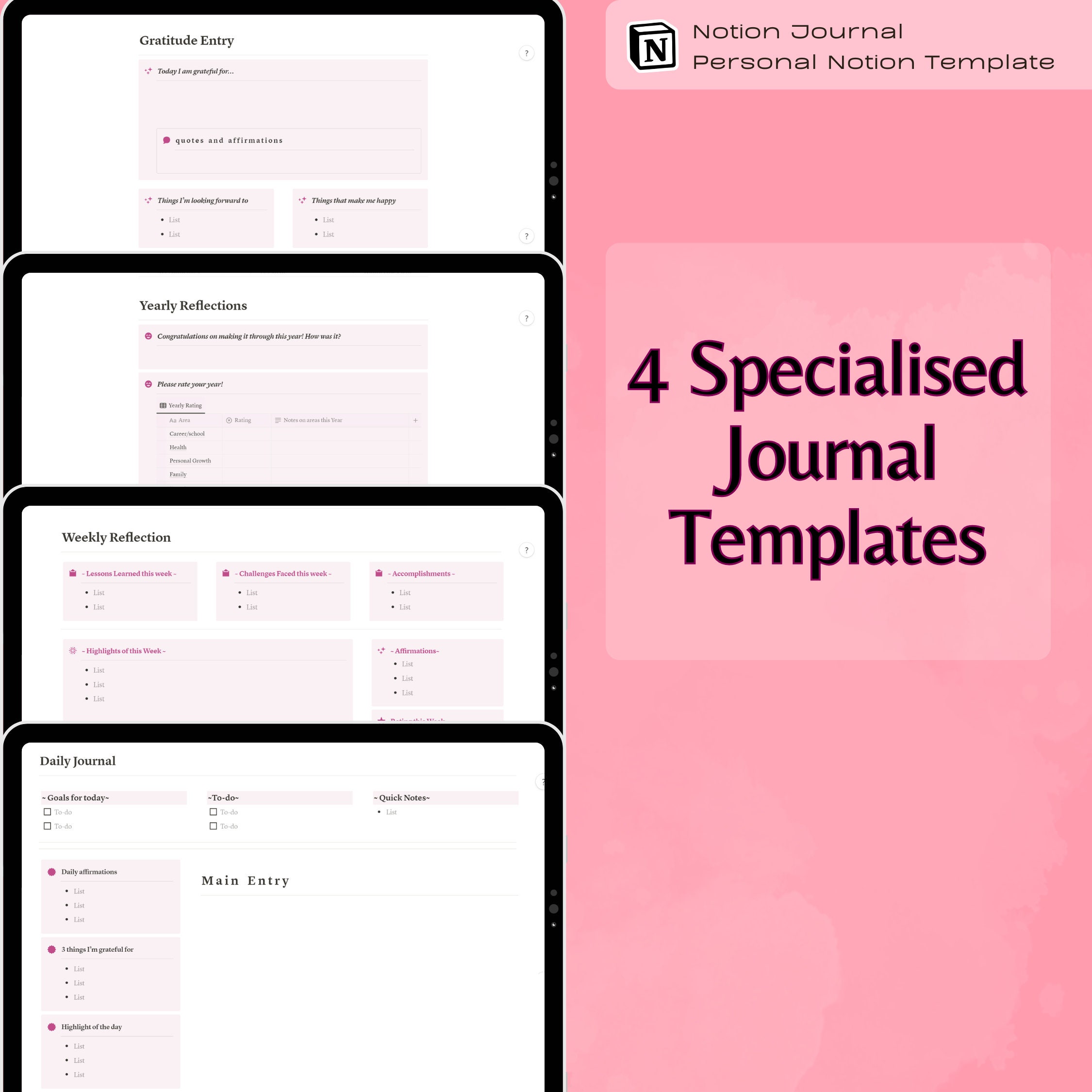 Notion Journal Personal Notion Template, Gratitude Journal 2023 Journal ...
