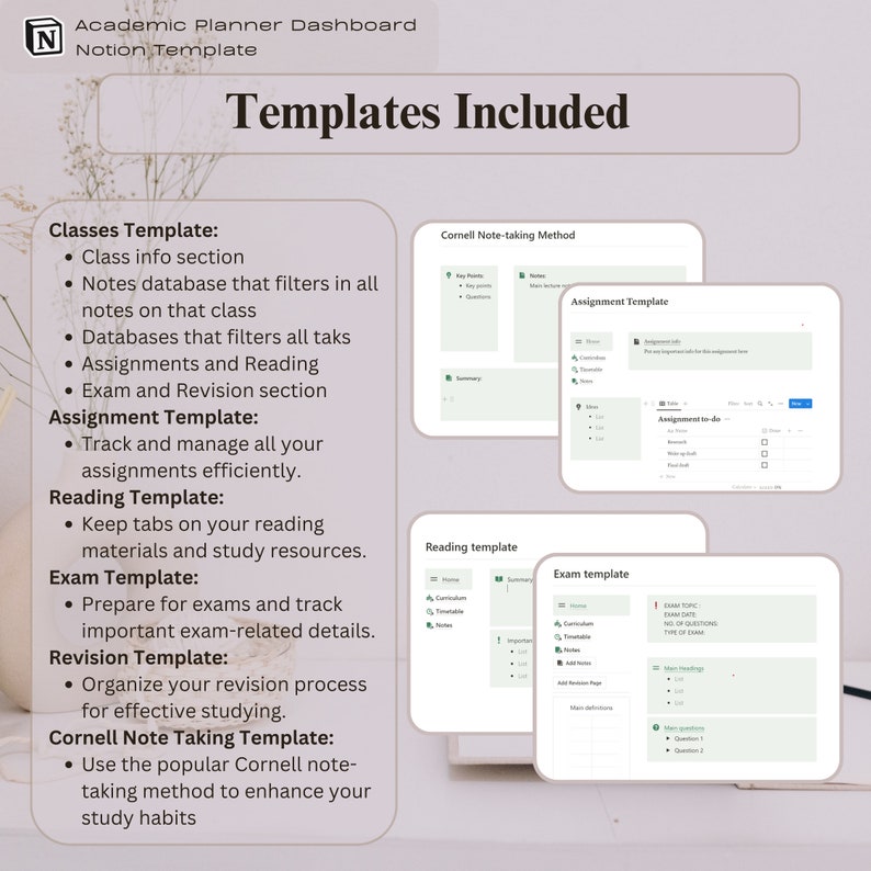 Notion Template College Student, Academic Planner Dashboard, Note ...