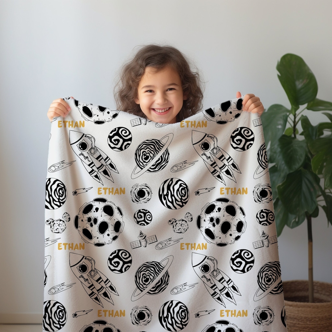 Personalized Space Astronaut Blanket Gift for Kid, Custom Galaxy ...