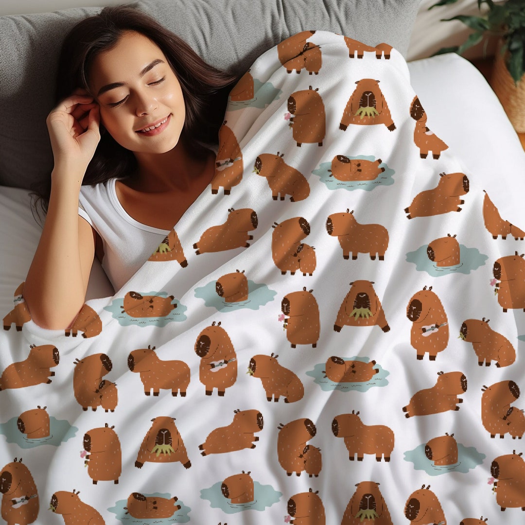 Cute Cartoon Capybara Blanket Birthday Gift, Kawaii Animal Camping ...