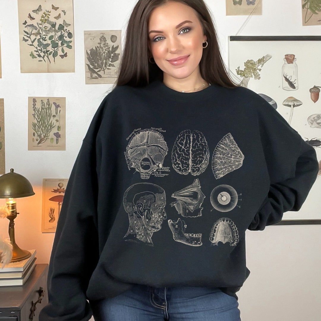 Vintage Human Anatomy Art Sweatshirt, Scientific Illustration Human ...