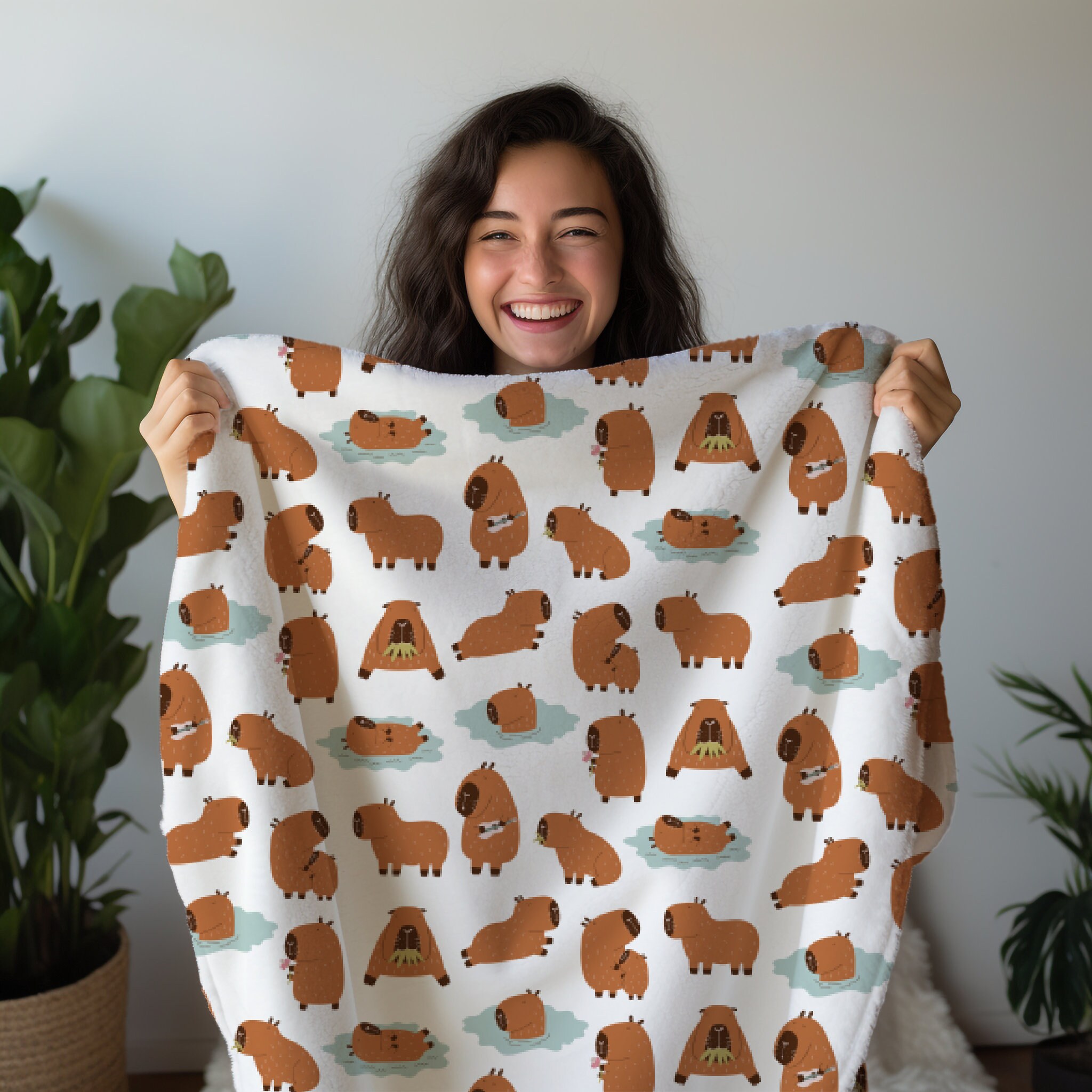 Cute Cartoon Capybara Blanket Birthday Gift, Kawaii Animal Camping ...