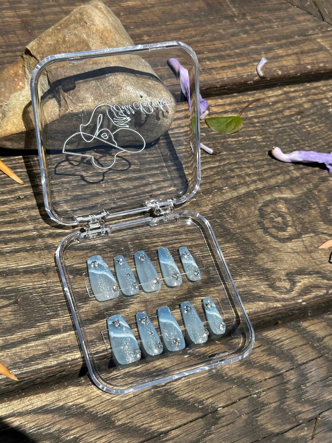 Blue Sky Press on Nails - Etsy