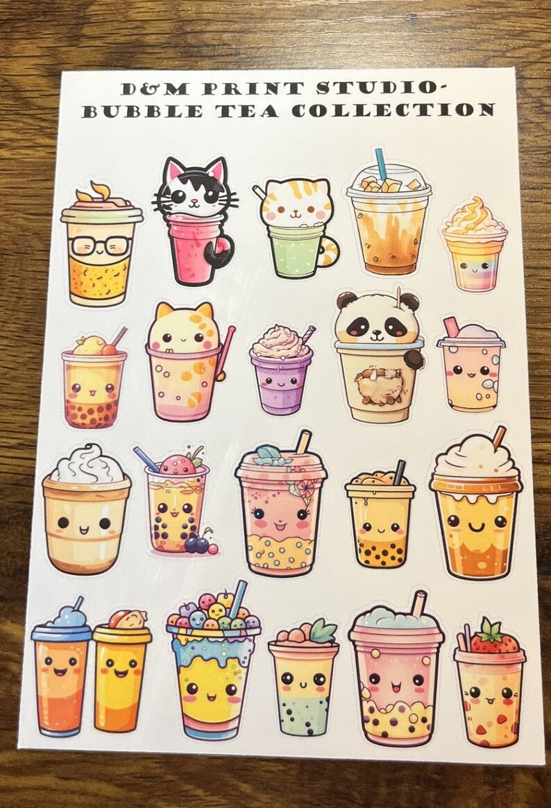 Bubble Tea Sticker Sheet, Boba Tea, 5x7 Inches - Etsy