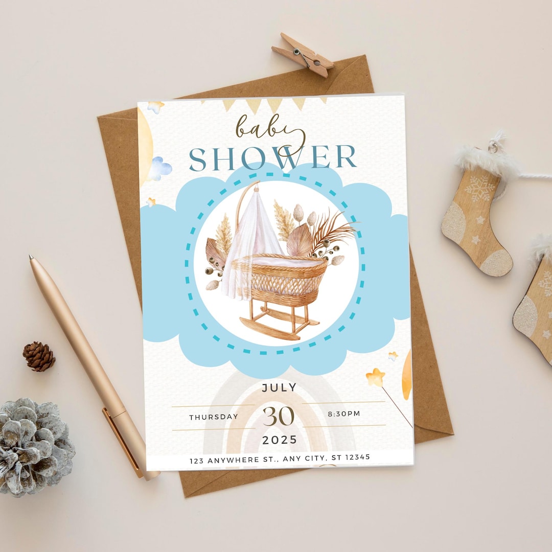 Baby Shower Card Girl, Personalized Baby Shower Gift,cloud Design ...