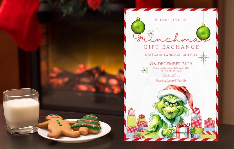 Grinchmas Invitation | Gift Exchange Party Invite | Christmas Party ...