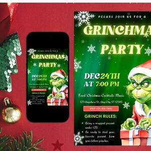 Grinchmas Party Invitation | Gift Exchange Party Invite | Christmas ...