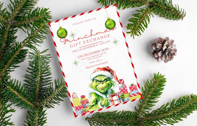 Grinchmas Invitation | Gift Exchange Party Invite | Christmas Party ...