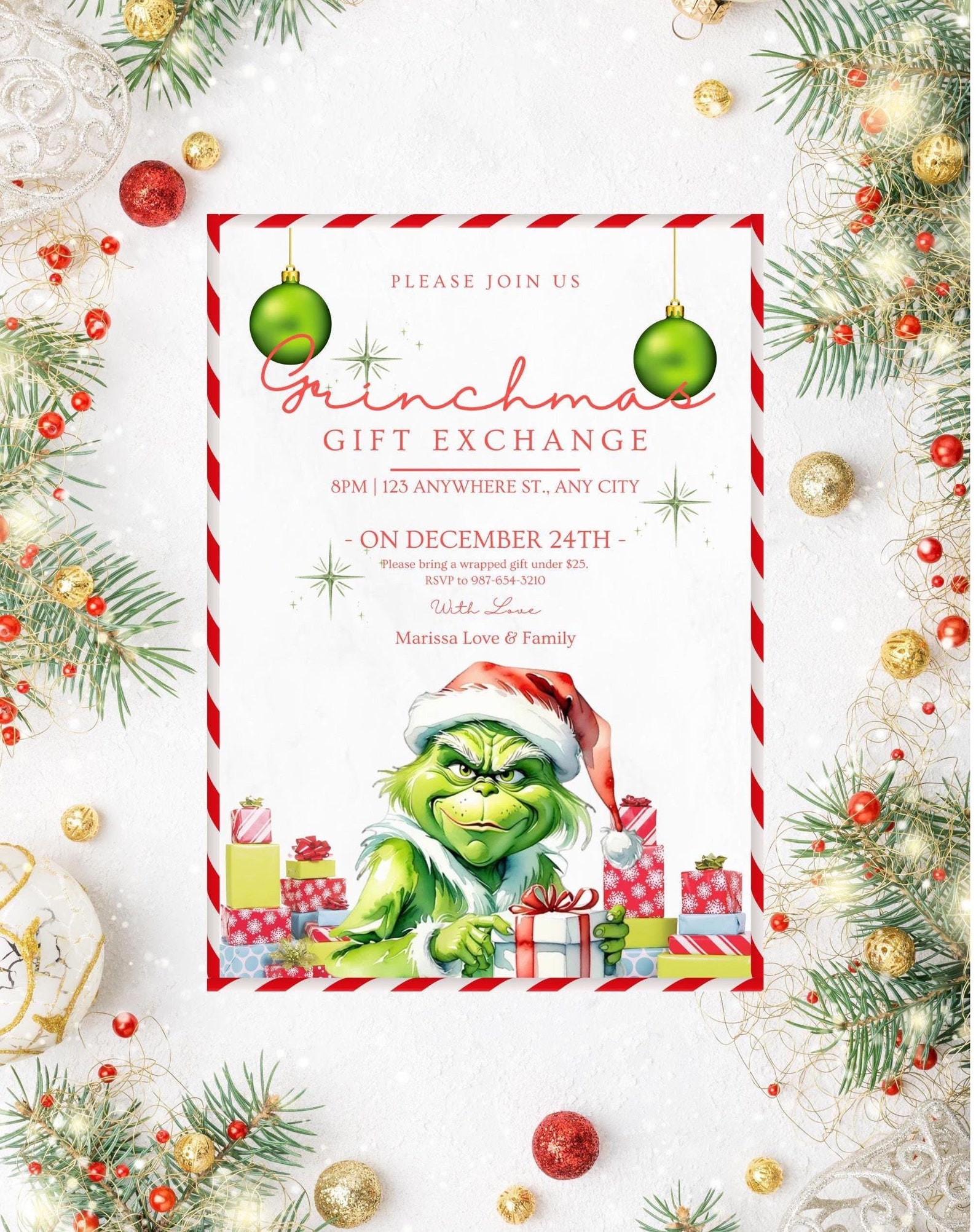 Grinchmas Invitation | Gift Exchange Party Invite | Christmas Party ...
