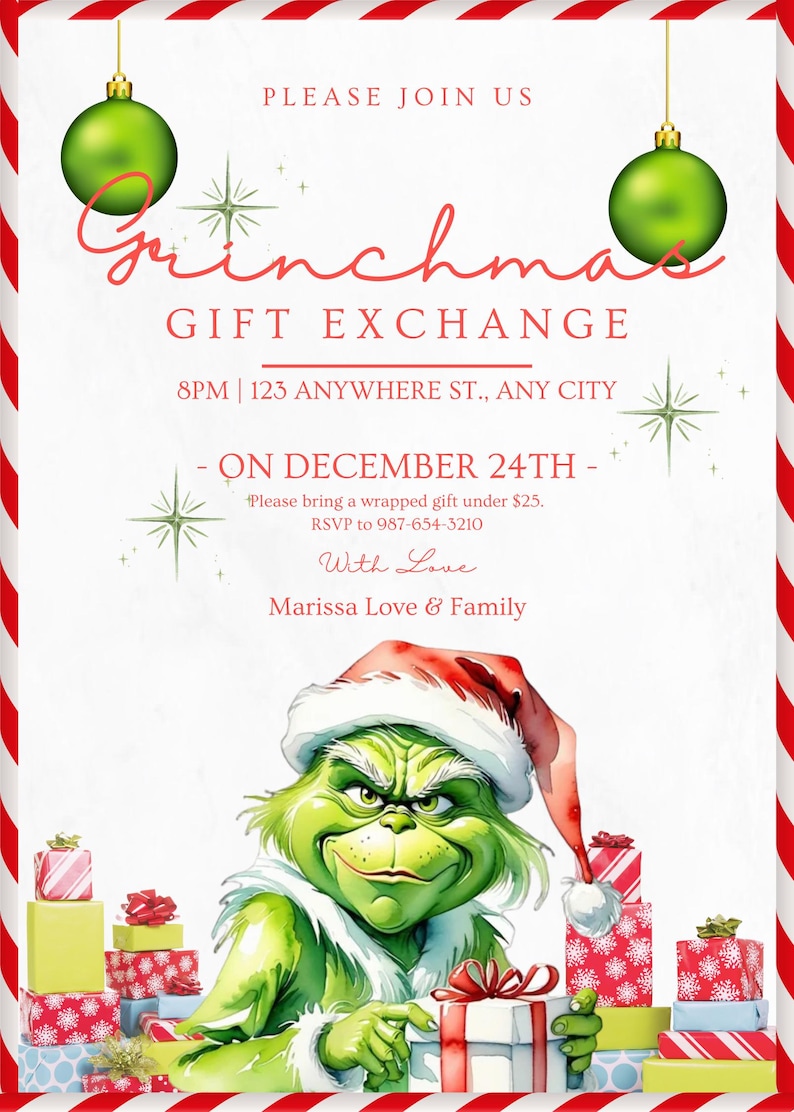 Grinchmas Invitation | Gift Exchange Party Invite | Christmas Party ...