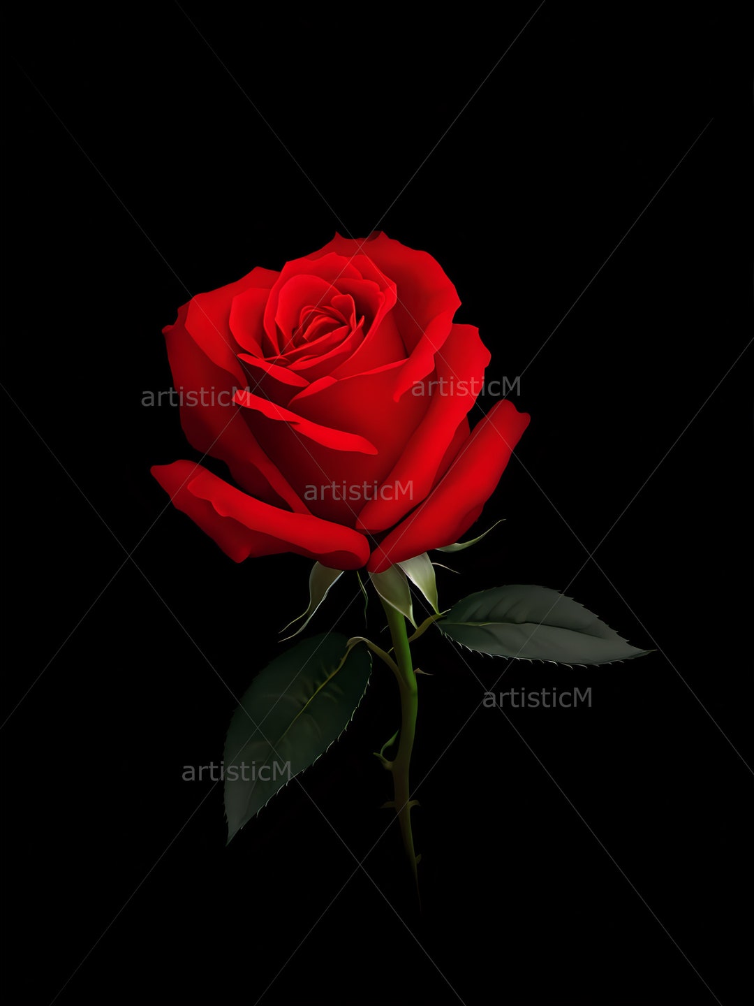 Magical Red Rose on Black Background - Ideal Fine Art Print for Living ...