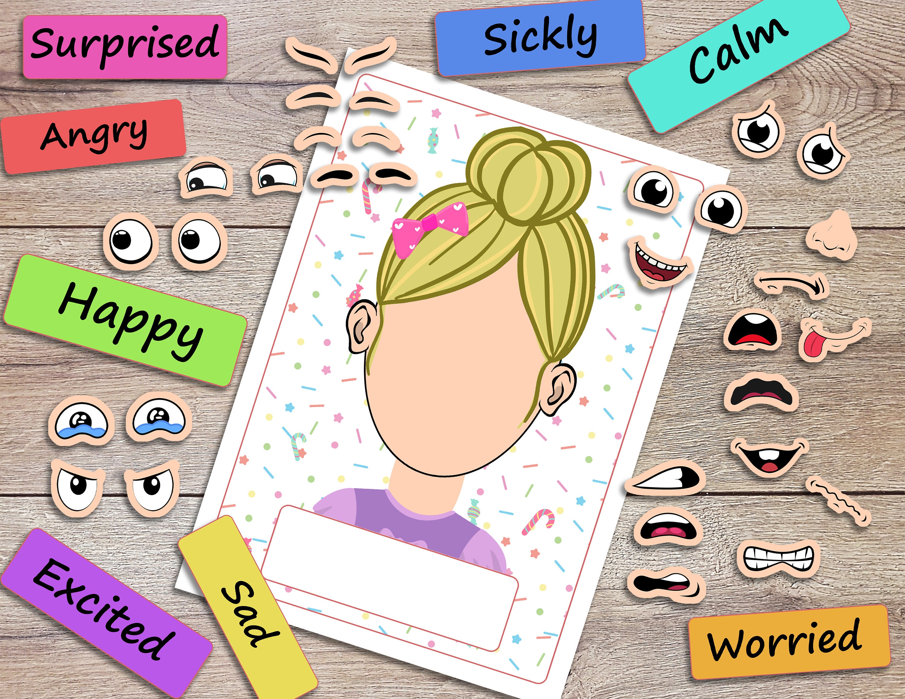 Emotions Matching Game, Printable Feeling Chart, Homeschool Activity ...