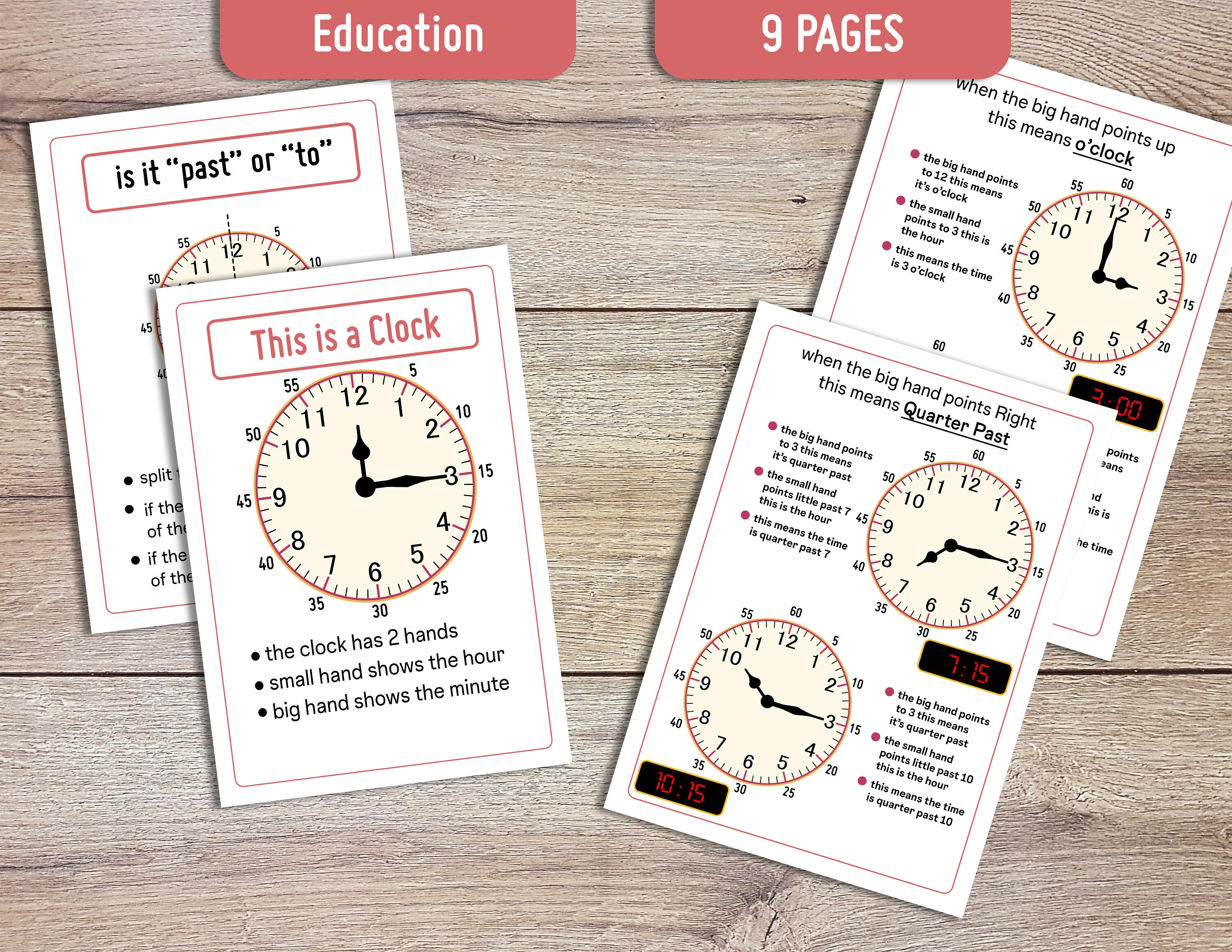 Printable Time-teaching Resource: Fun Analog Clock Activities for Kids & Toddlers - Etsy