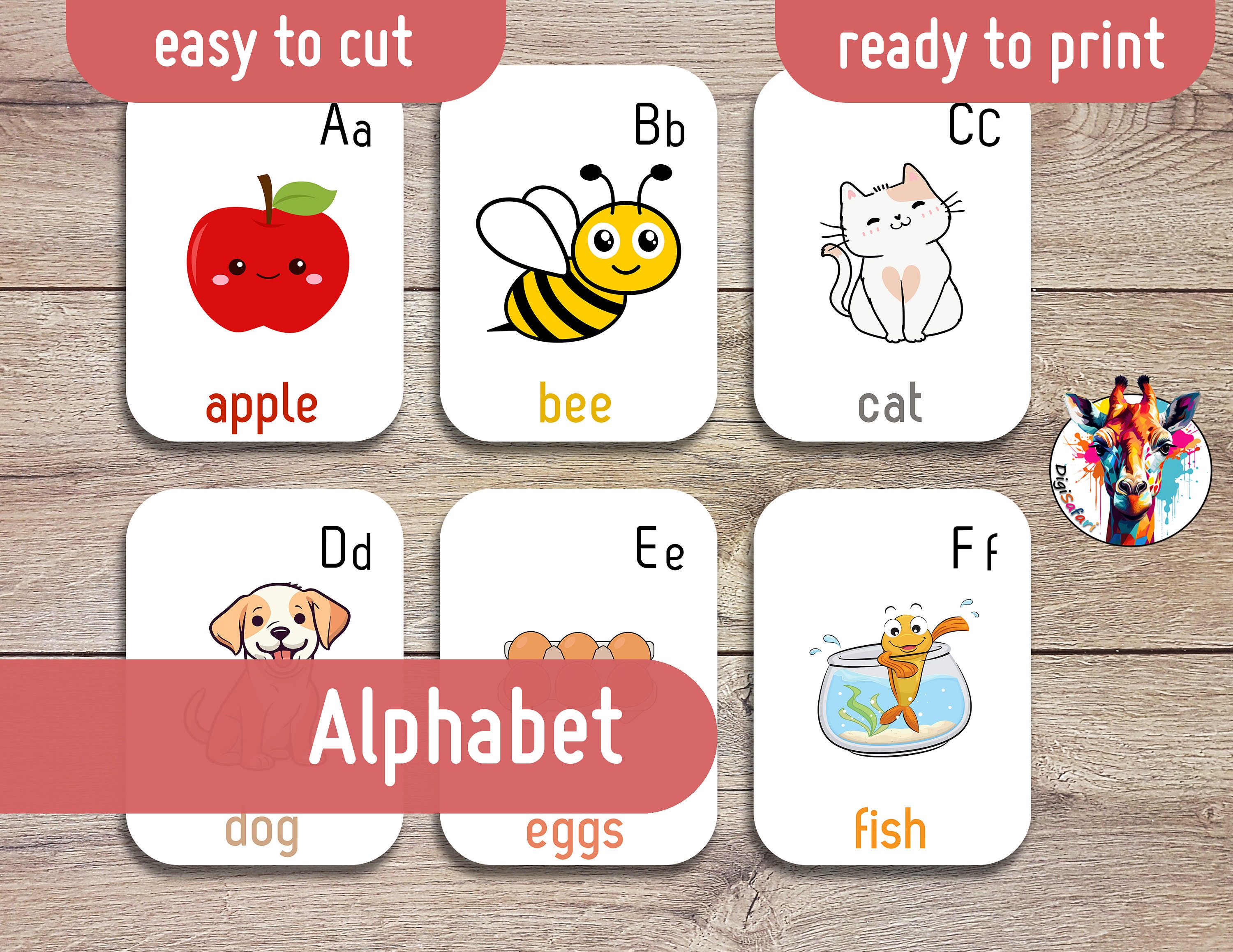 Digisafari 26 Alphabet Flashcards | Montessori Flashcards | Educational ...