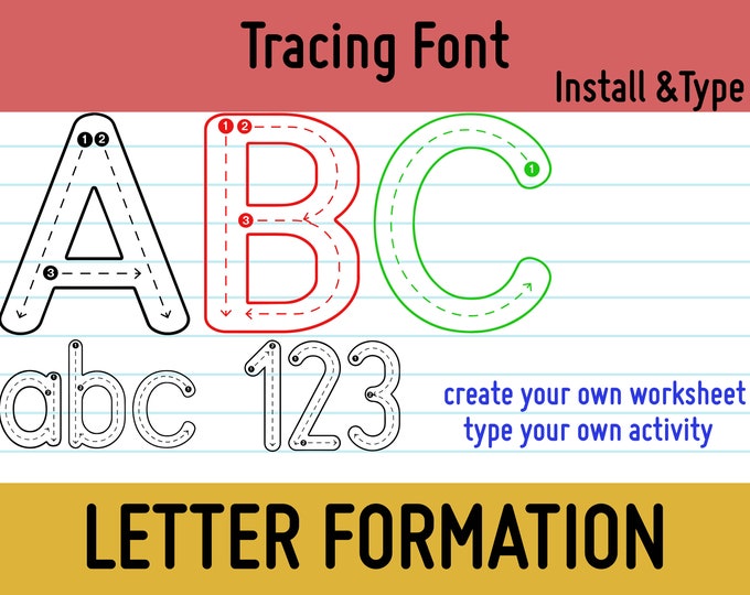 School Font, Writing Practice, Tracing Font, Preschool Learning ...