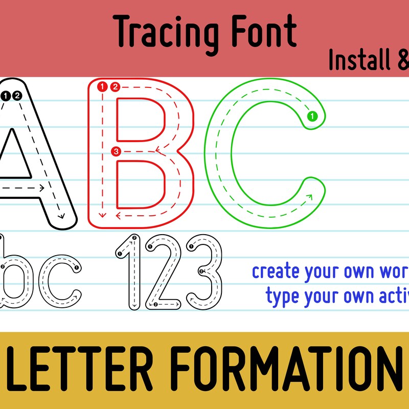 Alphabet Tracing Font - Etsy
