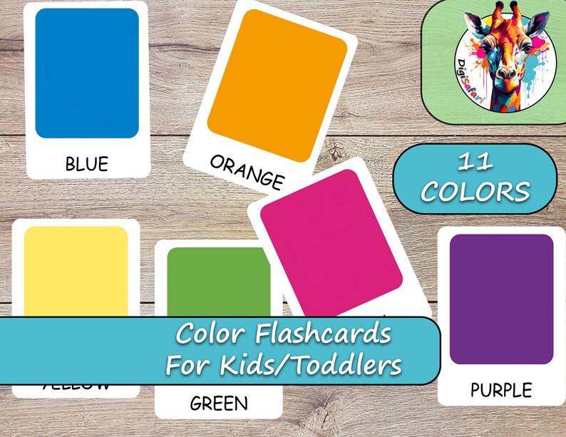Digisafari 11 Colors Flashcards | Montessori Flashcards | Pre-school ...