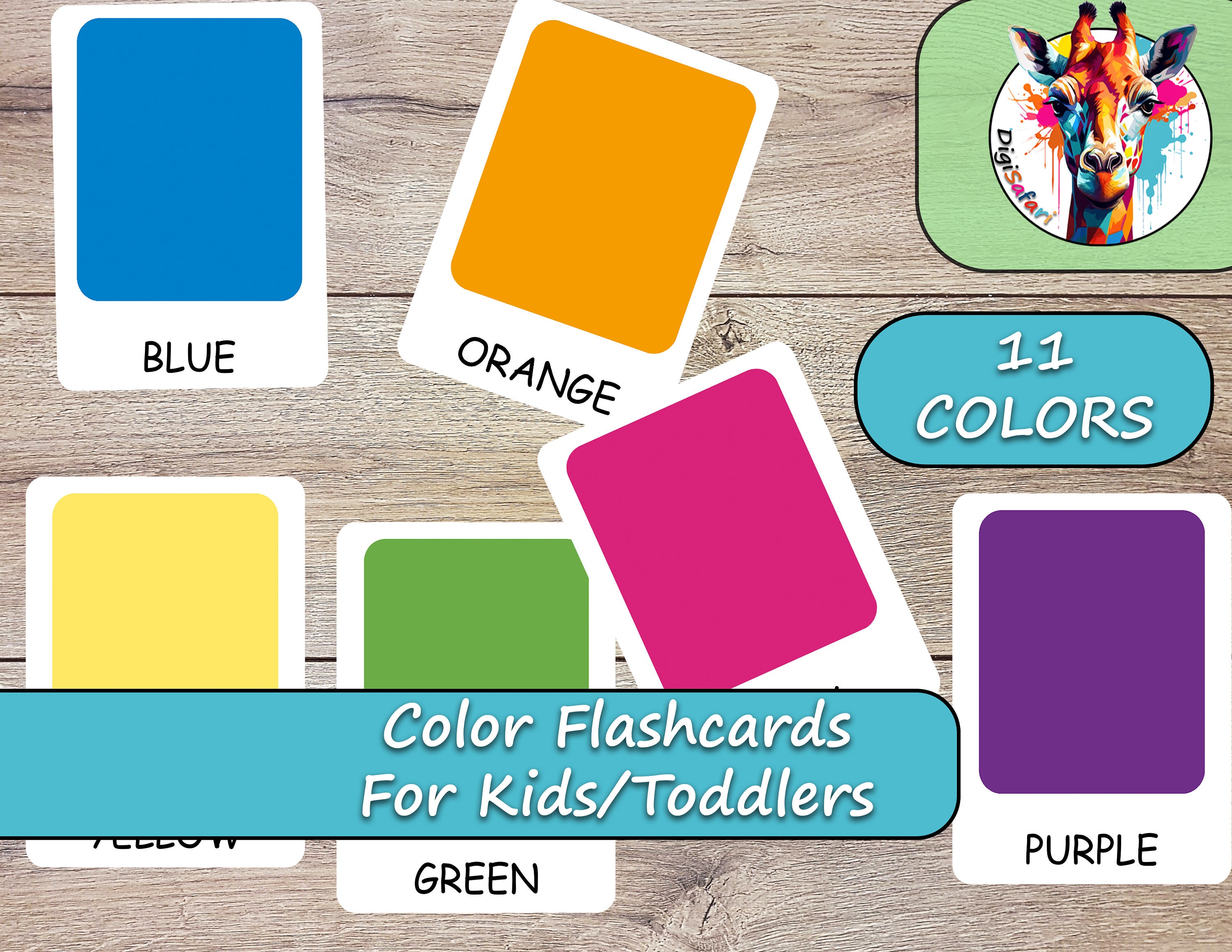 Digisafari 11 Colors Flashcards | Montessori Flashcards | Pre-school ...