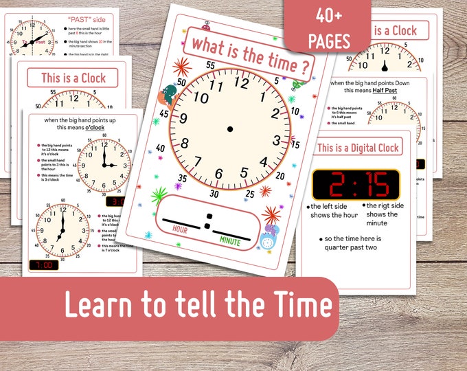 Learn to Tell Time Kids Clock Learning Activities Time Practice PDF ...