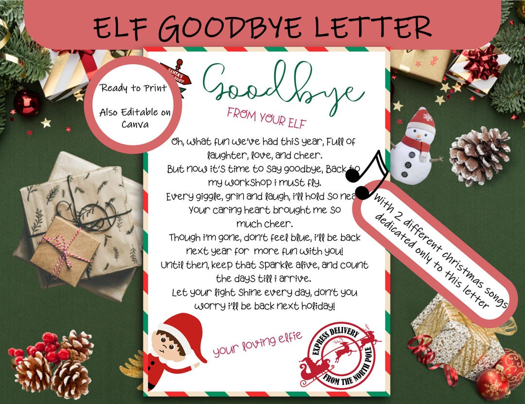 EDITABLE Elf Goodbye Letter, Elf Farewell Letter, Elf Departure Letter ...