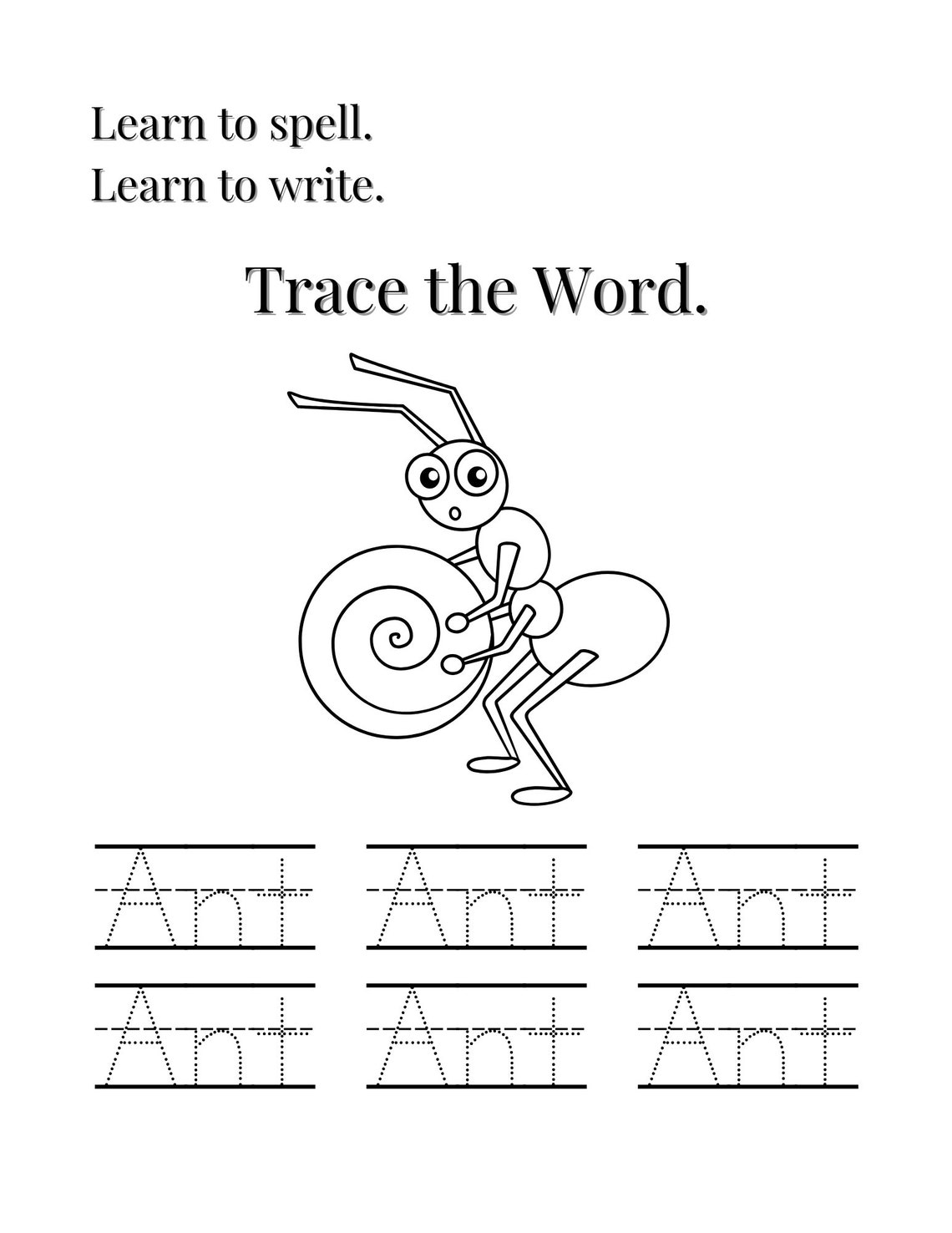 Printable Practice Guide Learn to Read Spell and Write With Coloring ...