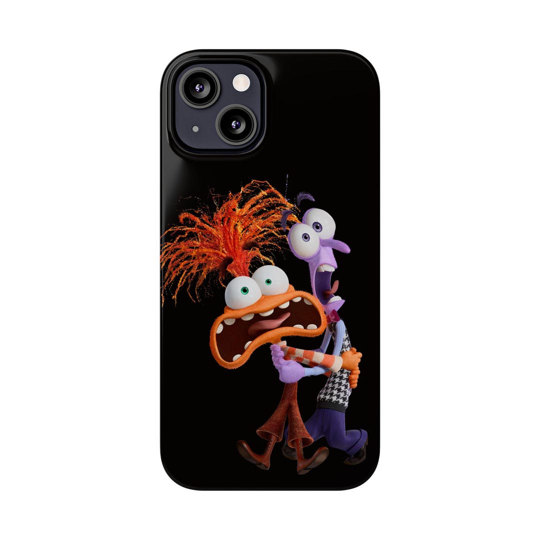 Slim Phone Cases Anxiety & Fear Inside Out 2 Black Orange Green iPhone ...