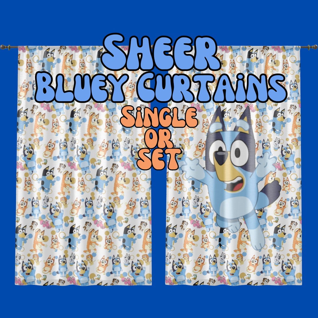 Window Curtain Sheer White With Bluey Pattern - Etsy