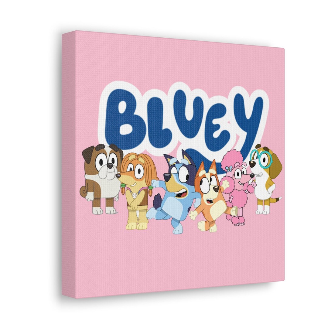 Square Canvas Gallery Wraps Bluey Bingo and Friends Pink Bedroom Decor ...
