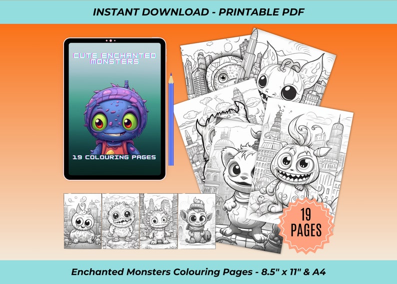 Cute Enchanted Monsters Colouring Pages Holiday Colouring Page Adult ...