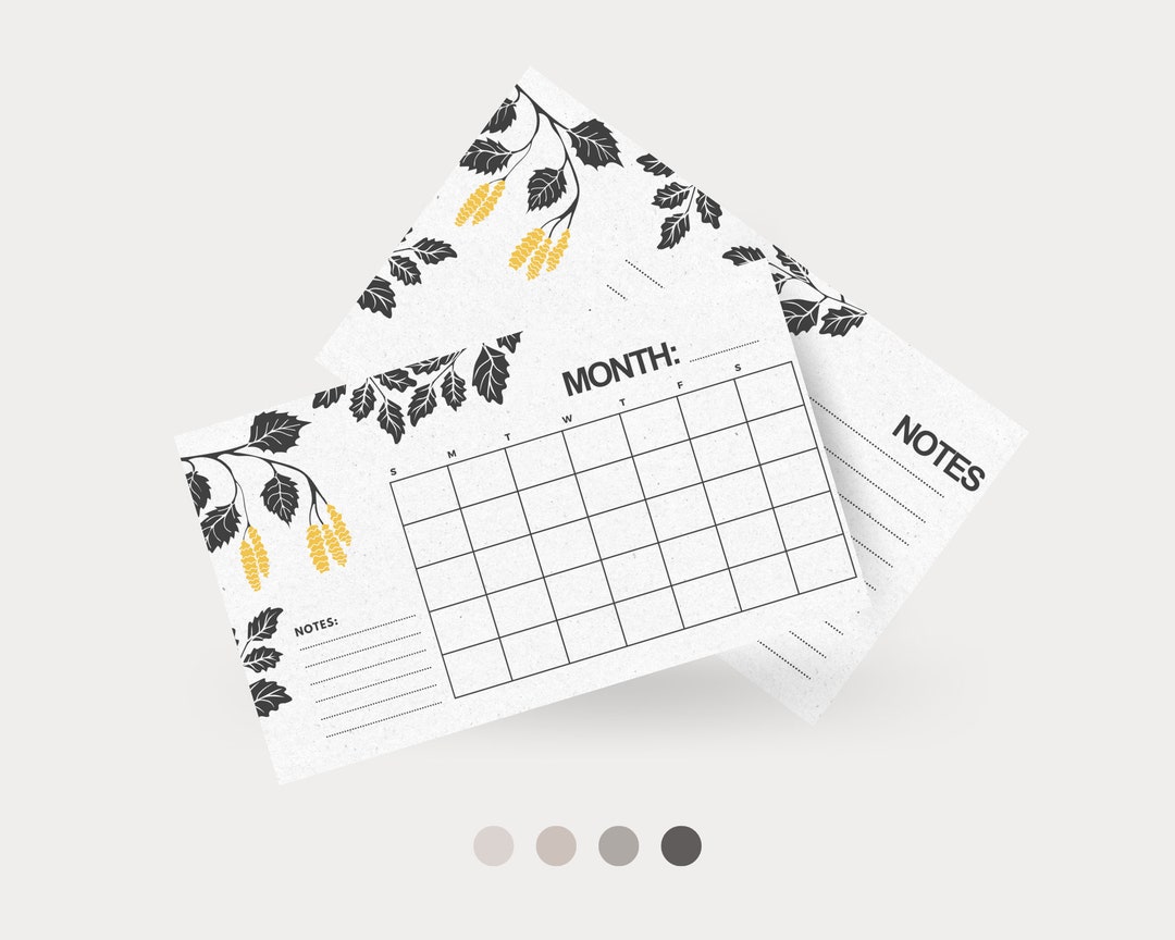 Undated Calendar With Notes | Productivity | Calendars and Planner ...