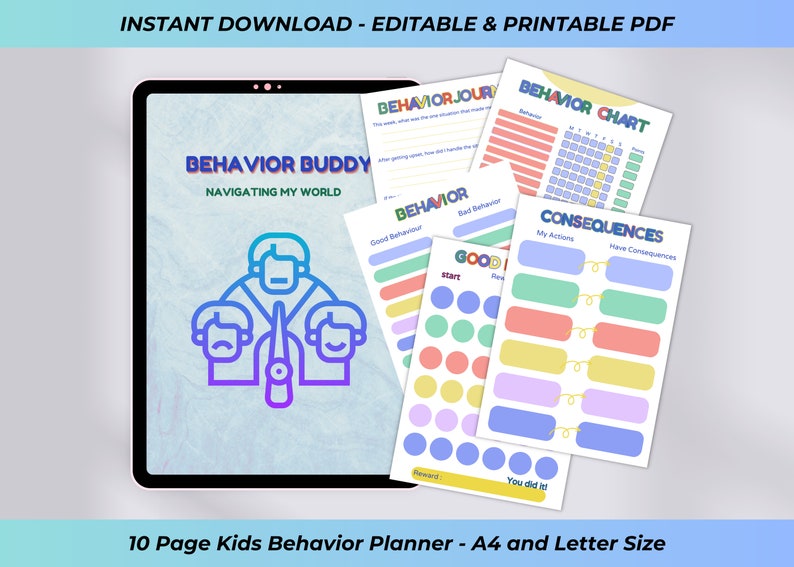 Editable Kids Behavior Planner Good Behavior Reward Chart Coping Skills ...