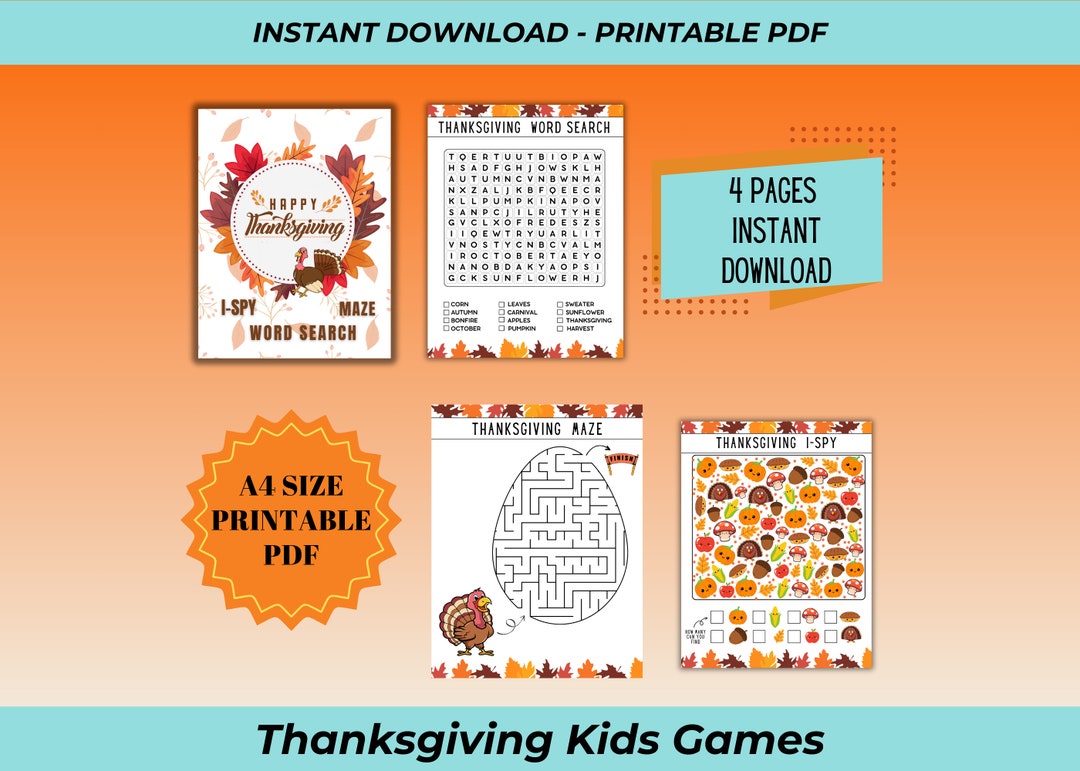 Thanksgiving Kids Games Holiday Games Fall Games Fun - Etsy