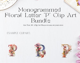 Monogrammed Floral Letter "b" Clip Art Bundle/alphabet Clip Art/png ...